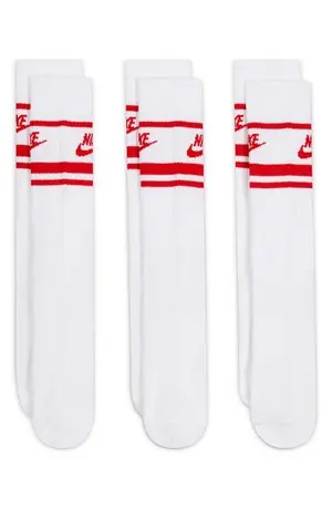 Nike 3-pack Dri-fit Everyday Essentials Crew Socks - White/university Red