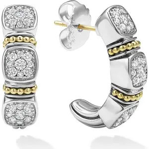 Lagos Diamond Pavé Hoop Earrings - Silver