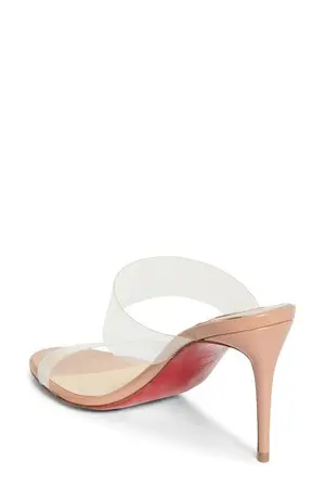 CHRISTIAN LOUBOUTIN Clear Strap Stiletto Slide Sandals - Blush