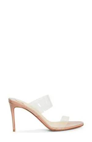 CHRISTIAN LOUBOUTIN Clear Strap Stiletto Slide Sandals - Blush