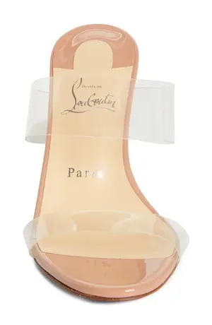 CHRISTIAN LOUBOUTIN Clear Strap Stiletto Slide Sandals - Blush