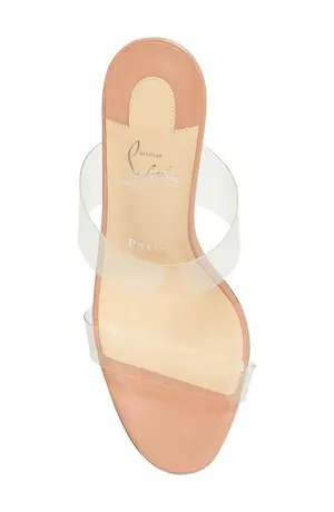 CHRISTIAN LOUBOUTIN Clear Strap Stiletto Slide Sandals - Blush