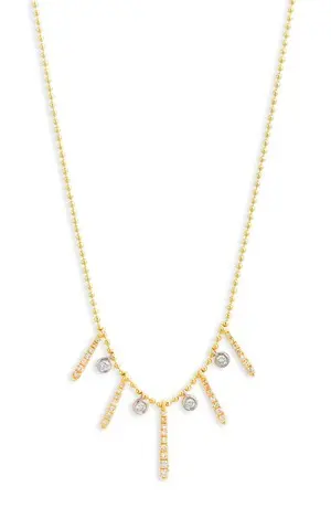 Meira T Diamond Charms Chain Necklace - Two Toned Yellow Gold