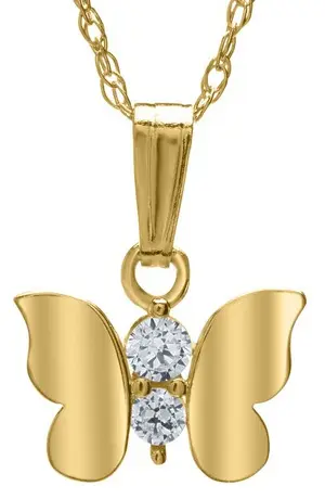 MIGNONETTE 14k & Cubic Zirconia Butterfly Pendant Necklace - Gold