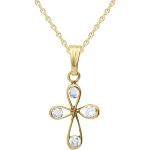 MIGNONETTE 14k And Zirconia Cross Pendant Necklace - Gold