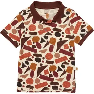 NASEBERRY River Rock Print Organic Cotton Polo - Brown/ Beige