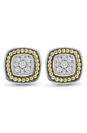 Lagos Rittenhouse Diamond Pavé Stud Earrings In Sterling And 18k Gold
