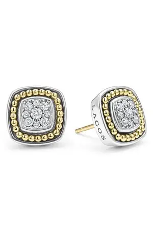 Lagos Rittenhouse Diamond Pavé Stud Earrings In Sterling And 18k Gold