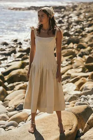 Free People Free People Kinney Midi Dress Barnacle Island