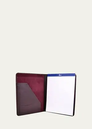 ROYCE NEW YORK Personalized Suede Lined Leather Writing Portfolio Burgundy