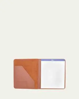 ROYCE NEW YORK Personalized Suede Lined Leather Writing Portfolio Tan