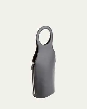 ROYCE NEW YORK Leather Wine/champagne Bottle Carrying Case - Black