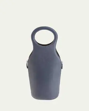 ROYCE NEW YORK ROYCE New York Leather Wine/Champagne Bottle Carrying Case Navy Blue