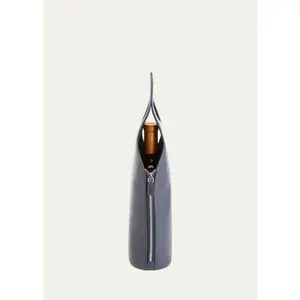ROYCE NEW YORK Leather Wine/champagne Bottle Carrying Case - Navy