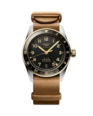 LONGINES Spirit Zulu Time 39mm Strap Watch - Black/brown