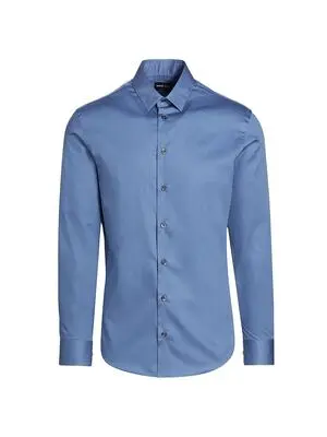Giorgio Armani Cotton Button-front Shirt Light Blue