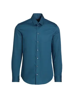 Giorgio Armani Cotton Button-front Shirt Teal
