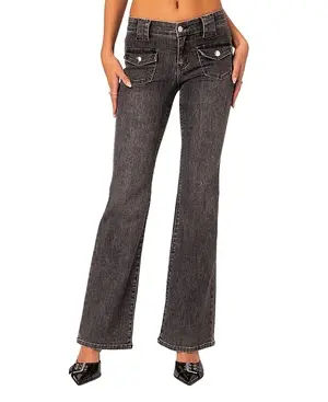 EDIKTED Tatum Low Rise Flare Jeans