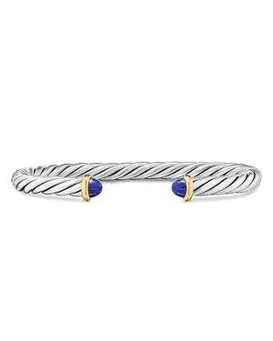 David Yurman Cable Cuff Bracelet With Lapis Lazuli - Lapis Lazuli/silver