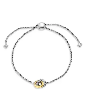 David Yurman 18k Yellow Gold & Sterling Petite Cable Link Bracelet - Silver
