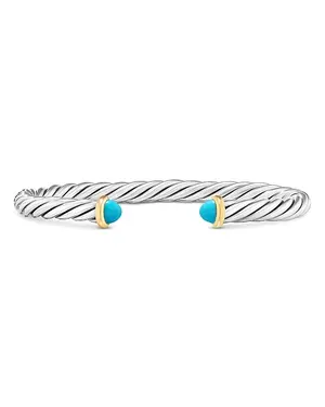 David Yurman Cable Cuff Bracelet With Turquoise - Turquoise/silver