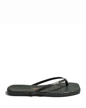 Tkees Lily Square Toe Flip Flops Emerald Croc