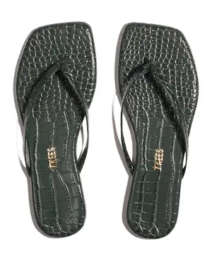 Tkees Lily Square Toe Flip Flops - Emerald Croc
