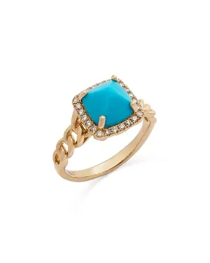 Bloomingdale'S 14k Yellow Gold Turquoise And Diamond Ring - Blue/gold