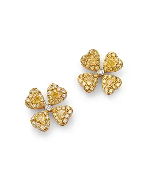 Bloomingdale'S Diamond Flower Stud Earrings - Yellow/white