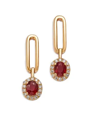 Bloomingdale'S Ruby And Diamond Drop Earrings - Red/gold