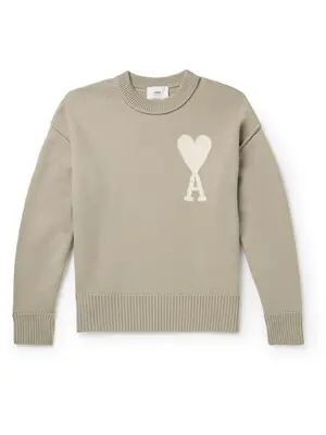 AMI Paris Logo-intarsia Virgin Wool Sweater