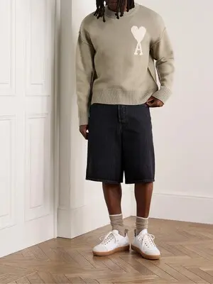 AMI Paris Logo-intarsia Virgin Wool Sweater