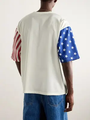 4SDESIGNS Oversized Logo-embroidered Printed Super 100s Wool T-shirt