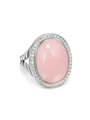 David Yurman Albion Oval Ring In Sterling Silver Pink Opal