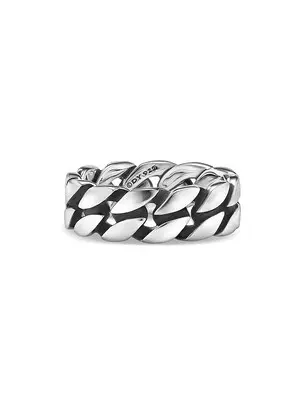 David Yurman Curb Chain Band Ring In Sterling 8mm - Silver