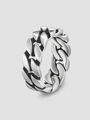 David Yurman Curb Chain Band Ring In Sterling 8mm