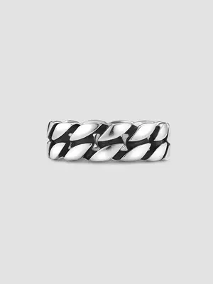 David Yurman Curb Chain Band Ring In Sterling 8mm