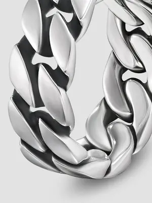 David Yurman Curb Chain Band Ring In Sterling 8mm