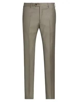 Giorgio Armani Men's Wool Crease-Front Trousers - Beige  Dark Beige