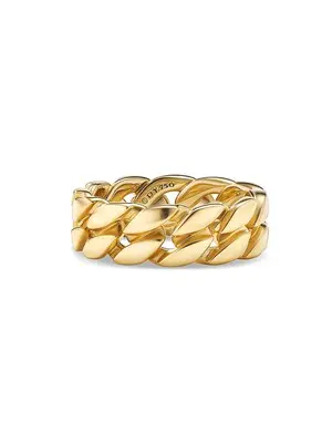 David Yurman Curb Chain Band Ring In 18k Yellow 8mm - Gold