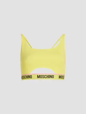 Moschino Donna Logo-detailed Bikini Top - Yellow