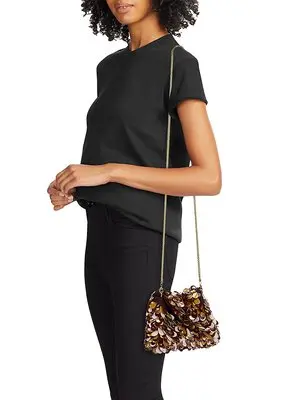 Dries Van Noten Paillettes Leather Shoulder Bag