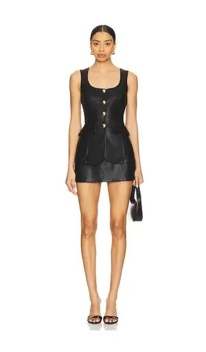 Amanda Uprichard Kya Romper - Black Faux Leather