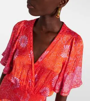 Poupette St Barth Mabelle Printed Front-slit Maxi Dress - Pink