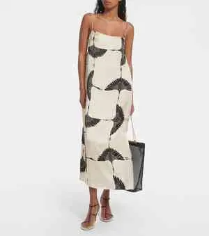 Khaite Sicily Printed Twill Midi Dress