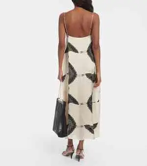Khaite Sicily Printed Twill Midi Dress