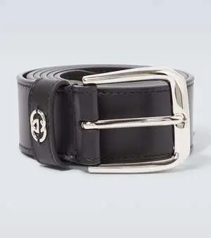Gucci Gg Leather Belt - Black