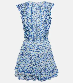 Poupette St Barth Bambi Printed Ruffled Minidress - Blue