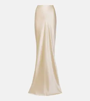 THE SEI Silk Satin Maxi Skirt - White