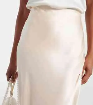 THE SEI Silk Satin Maxi Skirt - White